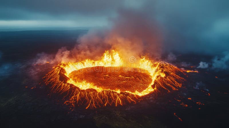 Fiery Inferno: Ring of Fire Burning in the Dark Stock Illustration ...