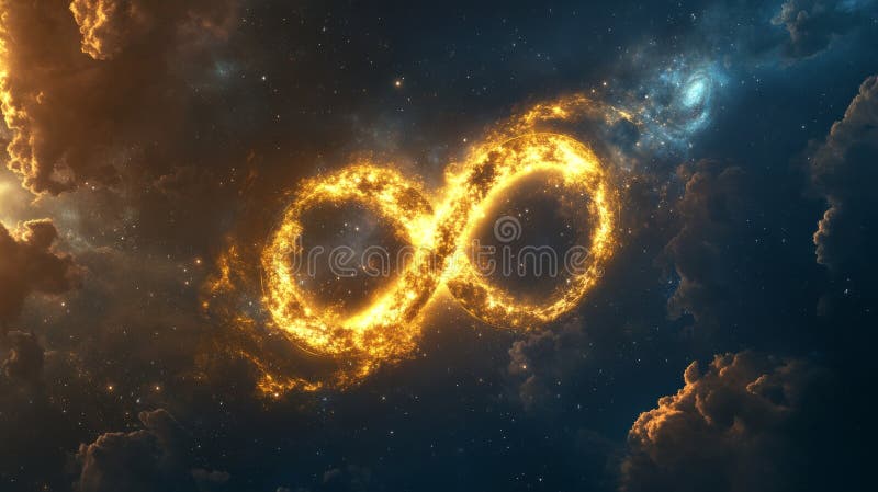 Fiery Infinity Symbol in Cosmic Nebula Background Stock Photo - Image ...