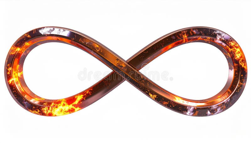 Fiery Infinity Symbol: Orange Metal Loop with Flames Stock Illustration ...