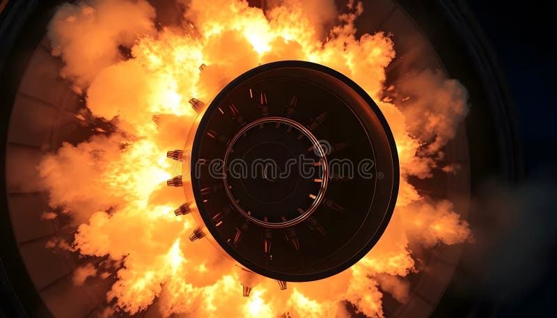 Fiery Jet Engine Thrust: a Close-Up of Power and Combustion Stock ...