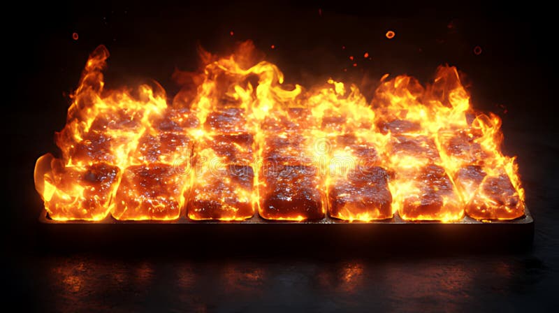 Fiery Keyboard Engulfed in Flames on Dark Background Stock Illustration ...