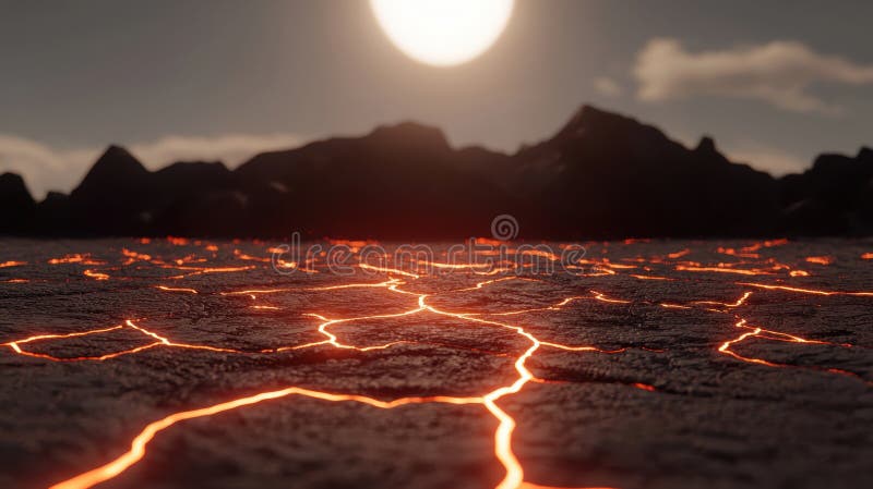 Fiery Landscape Bright Sun Dark Mountains Stock Photos - Free & Royalty ...