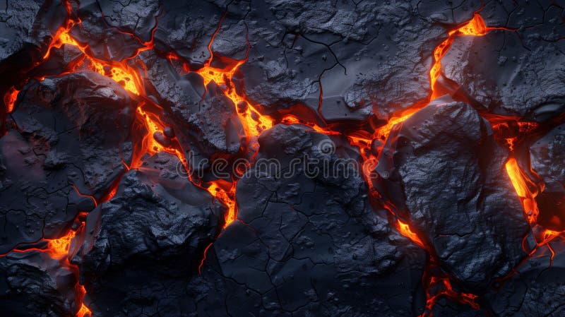 Fiery Lava Flow Texture. a Vivid Display of Geological Power. Stock ...