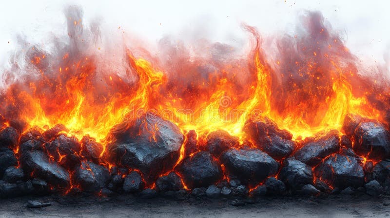 Fiery Lava Rocks Erupting with Flames Generative AI Stock Illustration ...