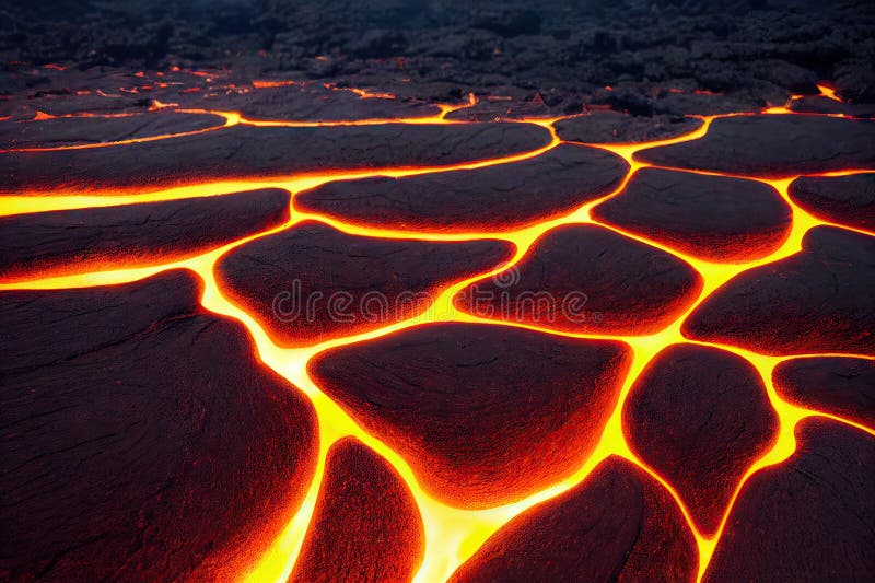 Fiery Lava Texture Completely Covering Ground Around Stock Photo ...