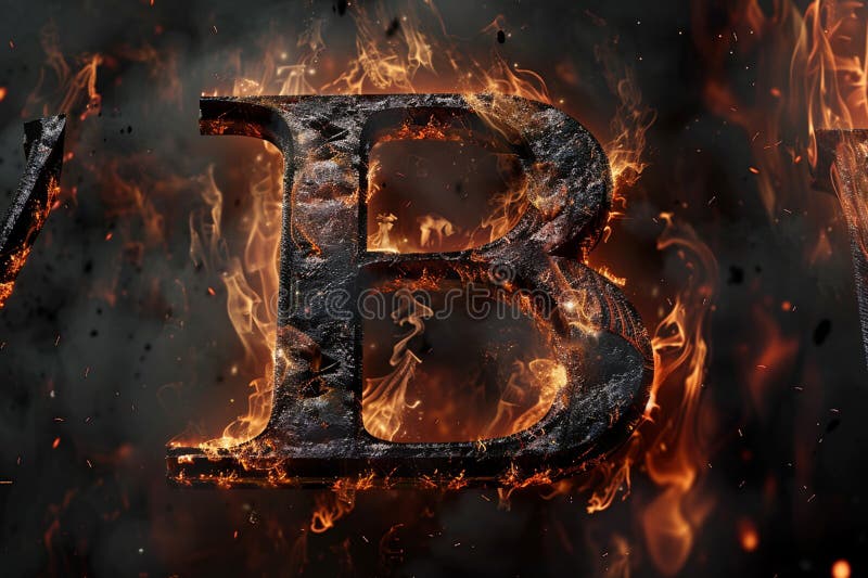 Fiery Letter B, Burning Text Effect, Dark Background, Intense Flames ...