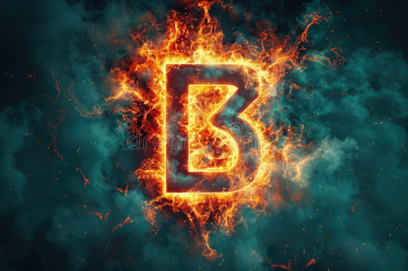A Fiery Letter B on a Dark Backdrop. Ideal for Graphic Design Projects ...