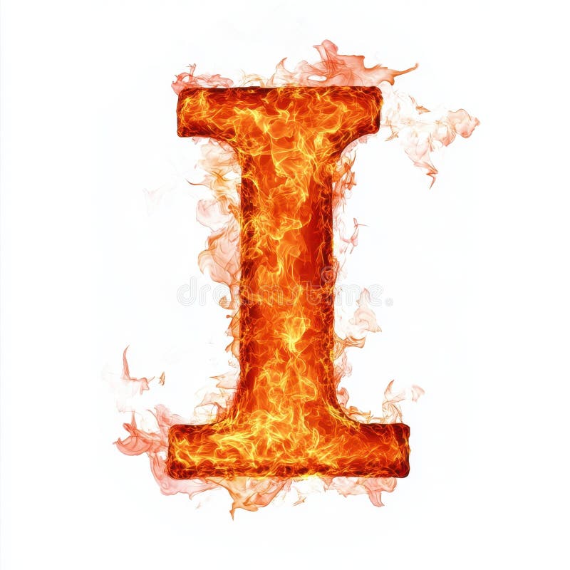 A Fiery Letter "I" Made of Flames and Smoke, Showcasing a Dynamic and ...