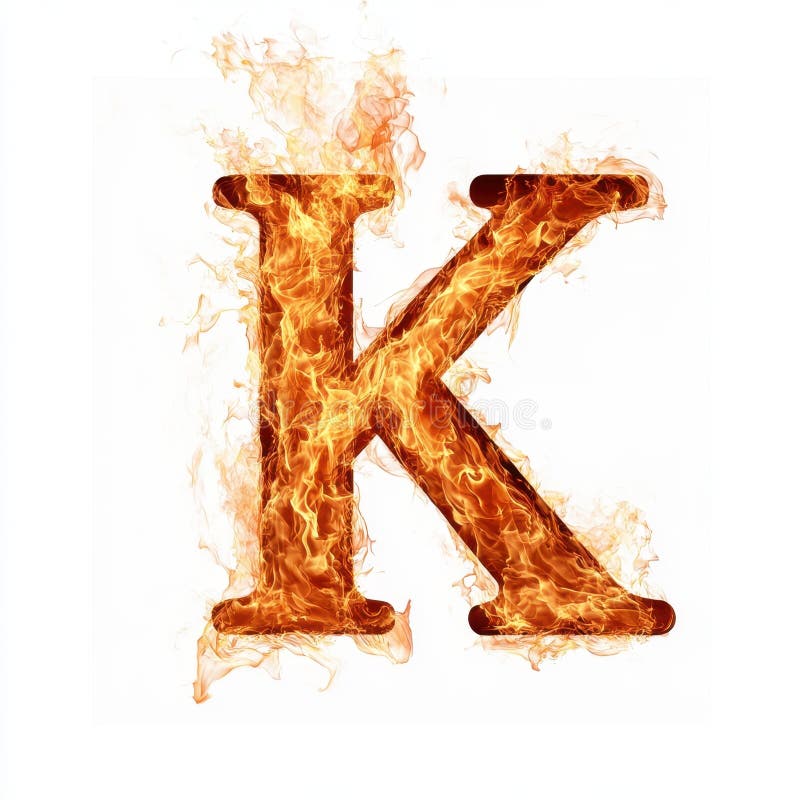A Fiery Letter "K" Designed with Flames, Symbolizing Heat and Intensity ...