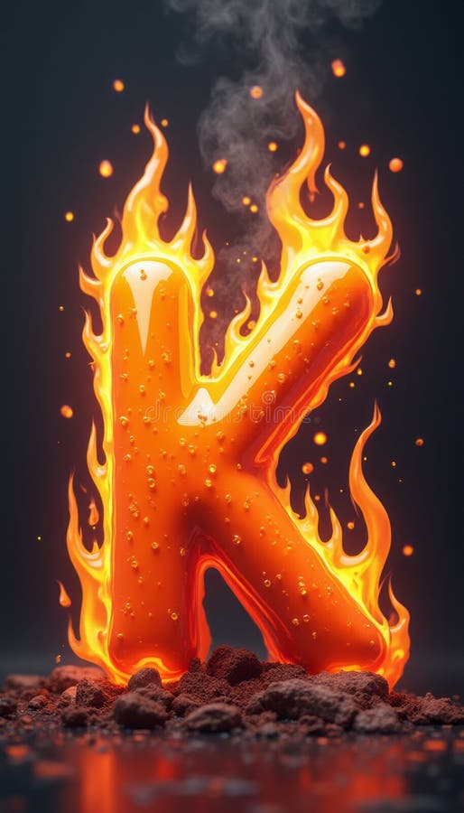 Fiery Letter K Engulfed in Flames Stock Photo - Image of vibrant ...