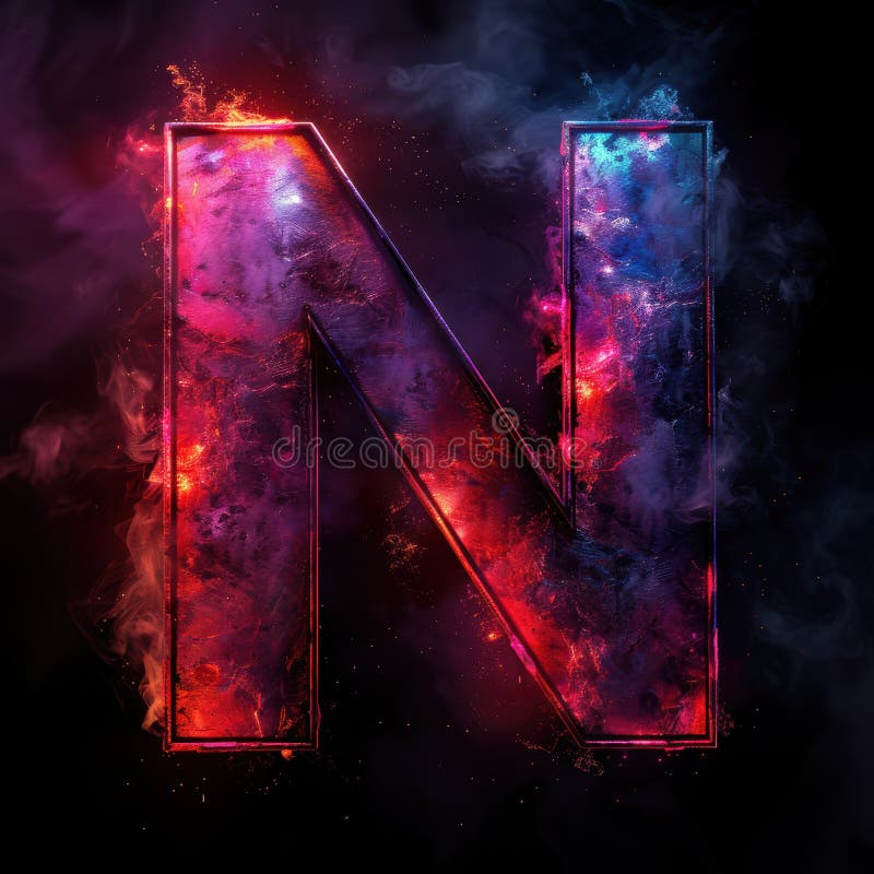 Fiery Letter N. Created by Generative Artificial Intelligence Stock ...