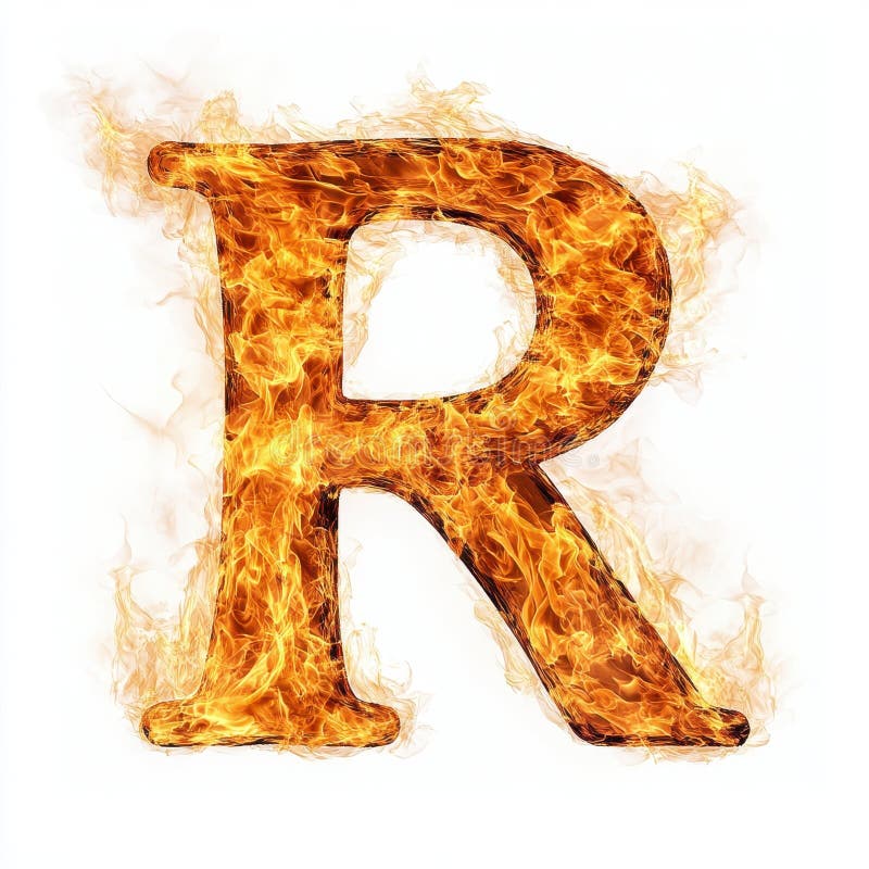 A Fiery Letter "R" Designed with Flames, Showcasing a Bold and Dynamic ...