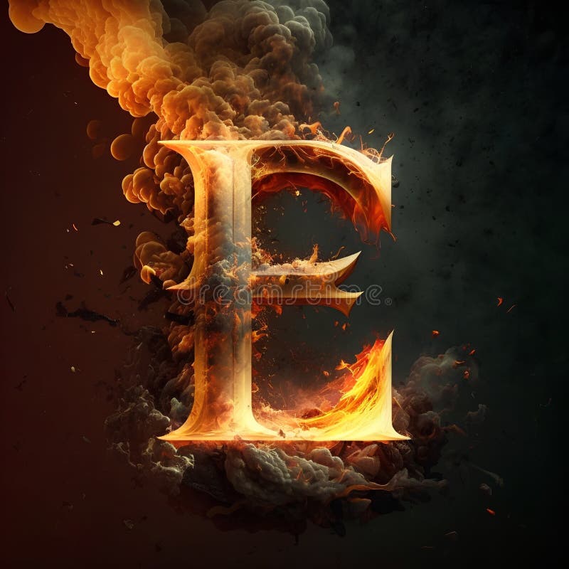 Fiery Letter N with Moon and Smoke on Dark Background. 3d Rendering ...