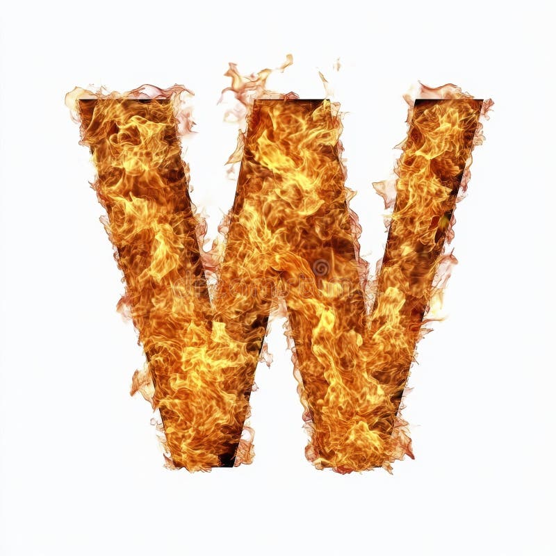 A Fiery Letter "W" Made of Flames, Symbolizing Intensity or Passion ...