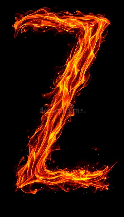 Fiery Letter Z on a Black Background with Glowing Flames Stock ...