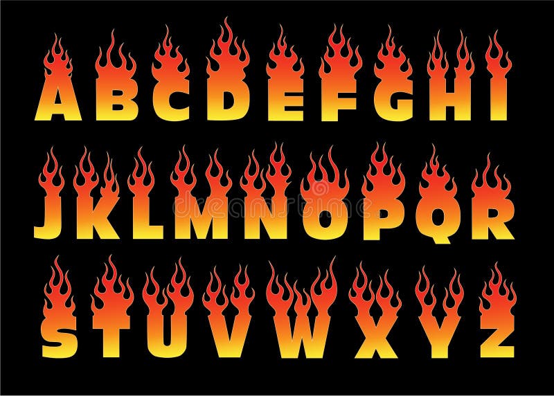 Fiery letters design. stock vector. Illustration of shine - 99732076