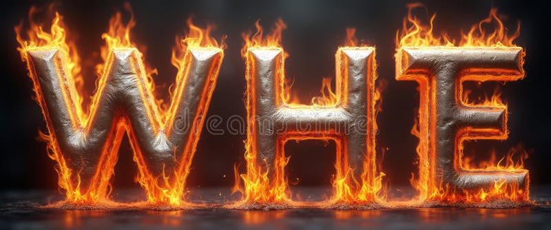 Fiery Letters Spelling WHE Engulfed in Flames Stock Photo - Image of ...