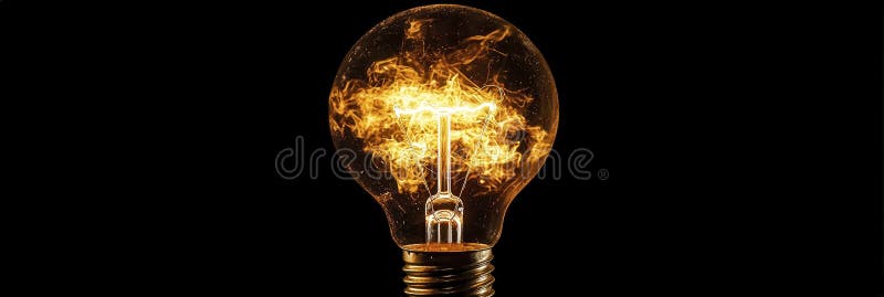 Fiery Light Bulb Represents Fierce Illumination Energy Stock ...