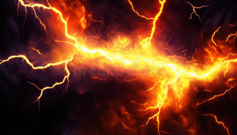 Fiery Lightning, Burning Electrical Background Stock Illustration ...