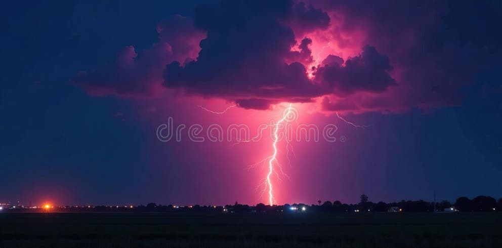 Fiery Lightning Illuminates a Stormy Night Sky, Night, Dark, Thunder ...