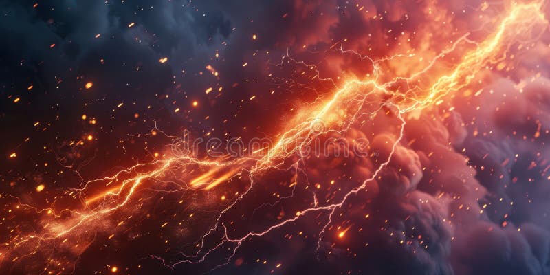 Fiery Lightning Storm. Created by Generative Artificial Intelligence ...