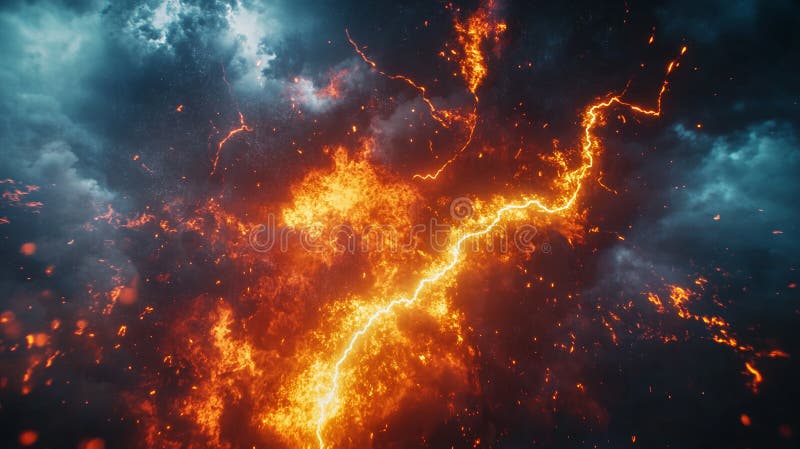 Fiery Lightning Strike Dramatic Inferno Abstract Background Texture ...