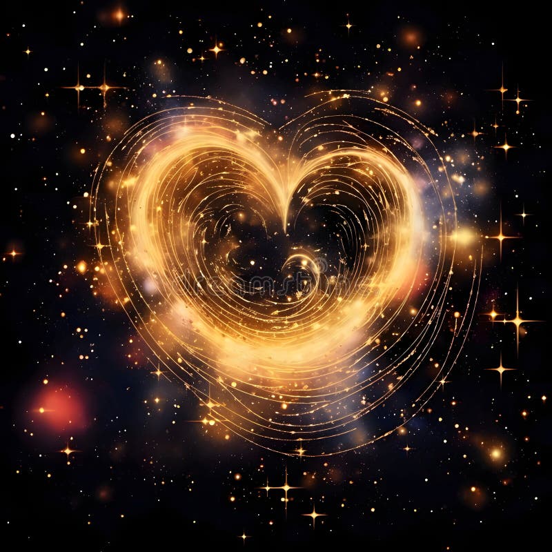 Fiery Line Heart on a Background of Dust Stars. Heart As a Symbol of ...