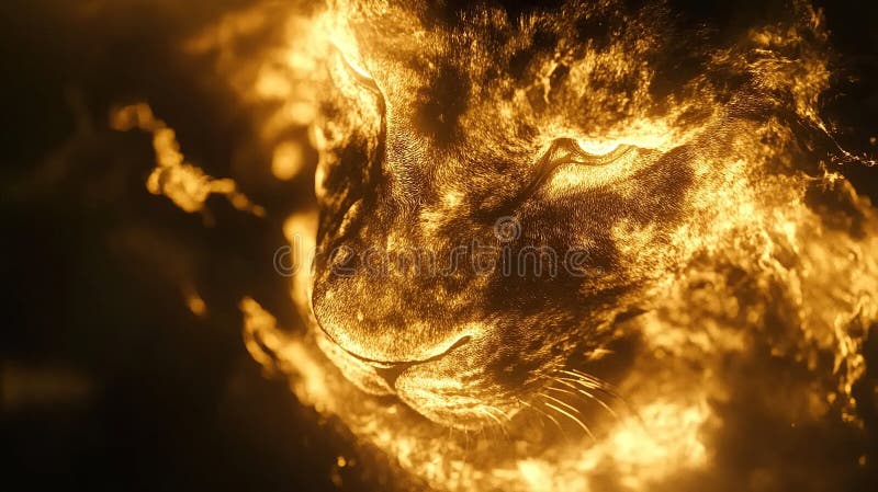 Fiery Lion Head, Inferno Background, Game Asset Stock Image - Image of ...