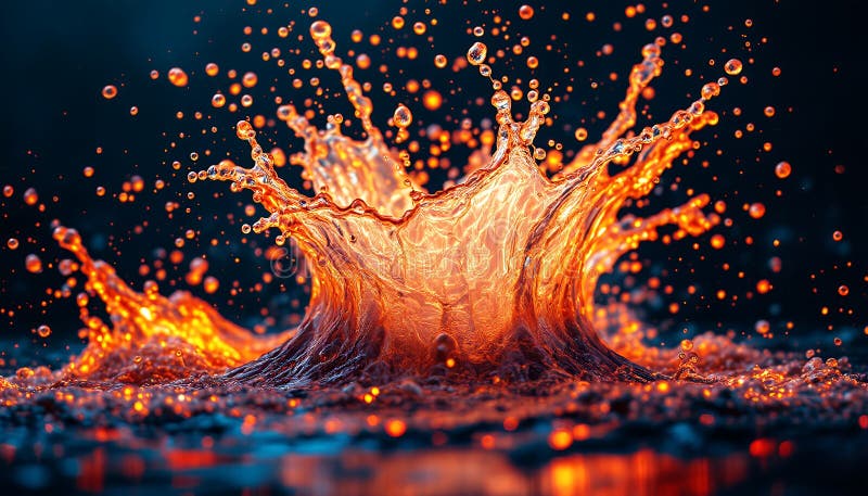 Fiery Liquid Splash: a Symphony of Light and Motion Stock Illustration ...