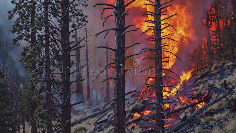 Fiery Loop Video of Firewood Burning in Pine Trees, Wildfire Potential ...