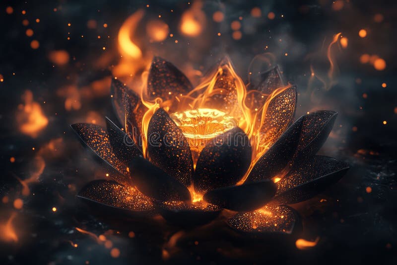 Fiery Lotus Bloom stock illustration. Illustration of texture - 385578616