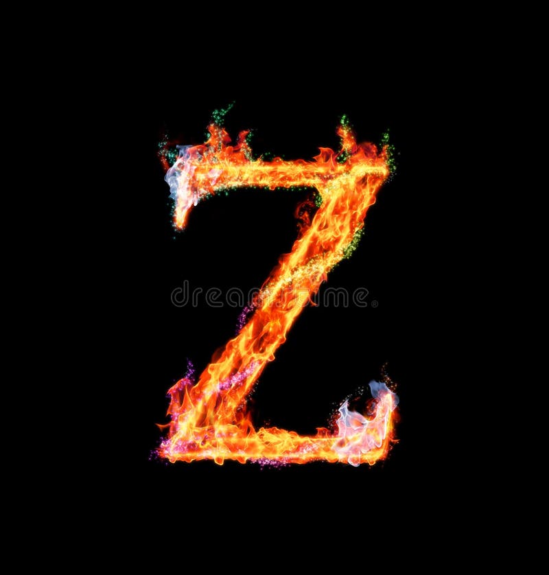 Fire Letter Z of Burning Flame Light Stock Illustration - Illustration ...