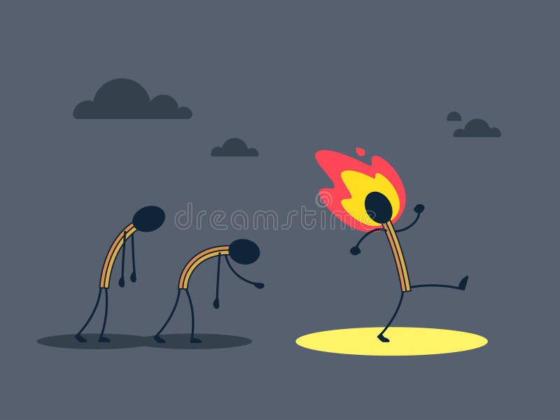 A Fiery Match Stick is Walking with Passion Stock Illustration ...