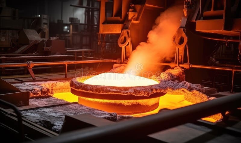 A Fiery Metal Cauldron Illuminated by a Dancing Flame Stock ...