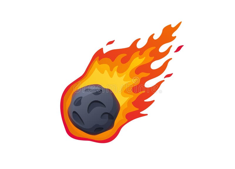 Fiery Meteor with Bright Flames Flying through the Sky in a Dynamic ...