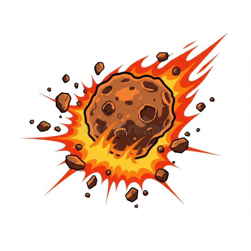 Fiery Meteor Explosion in Space Stock Illustration - Illustration of ...