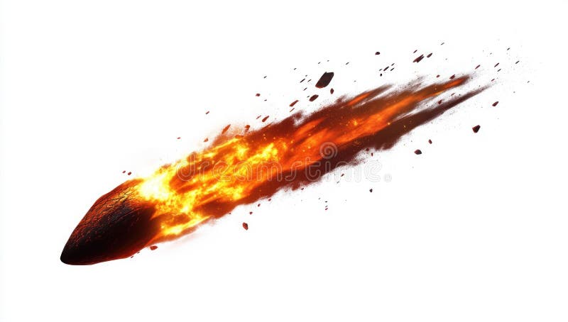 Fiery Meteor Flying through Space Isolated on White Stock Illustration ...