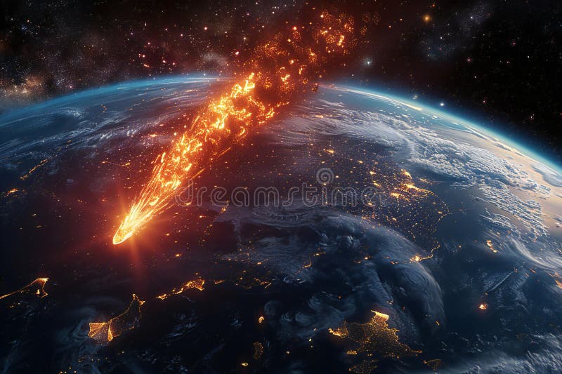 The Fiery Meteorite, Resembling an Exploding Red Fireball, Falls ...