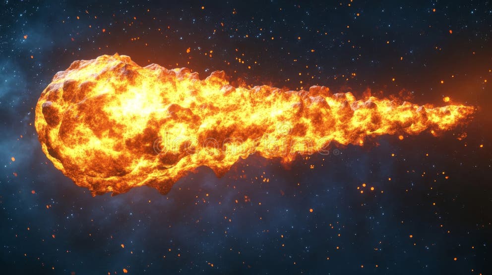 Fiery Meteoroid Blazing through Space Stock Illustration - Illustration ...