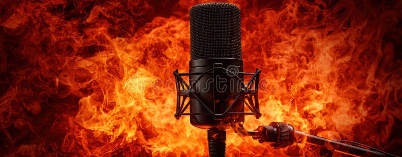 Fiery Microphone Hot Takes and Burning Issues Stock Illustration ...