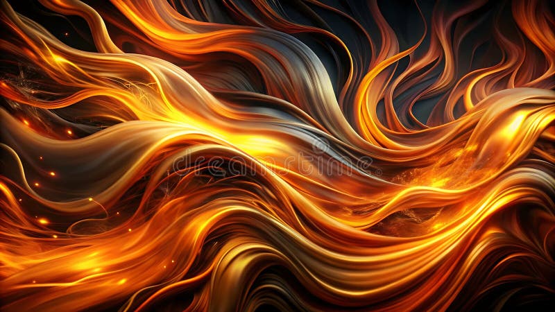 Fiery Molten Amber Brush Strokes Interwoven with Silver Stock Photo ...