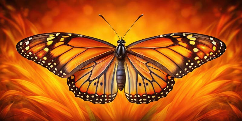 Fiery Monarch Butterfly Wings Against a Warm Abstract Background ...