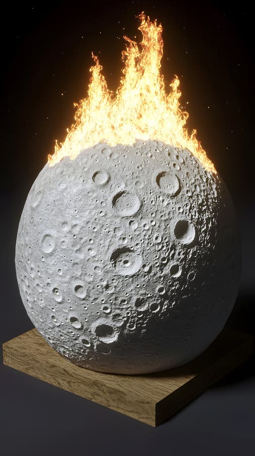 Fiery Moon Art Piece with Dynamic Textures Stock Photo - Image of ...