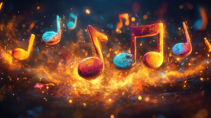 Fiery Music Notes Abstract Background Stock Illustration - Illustration ...