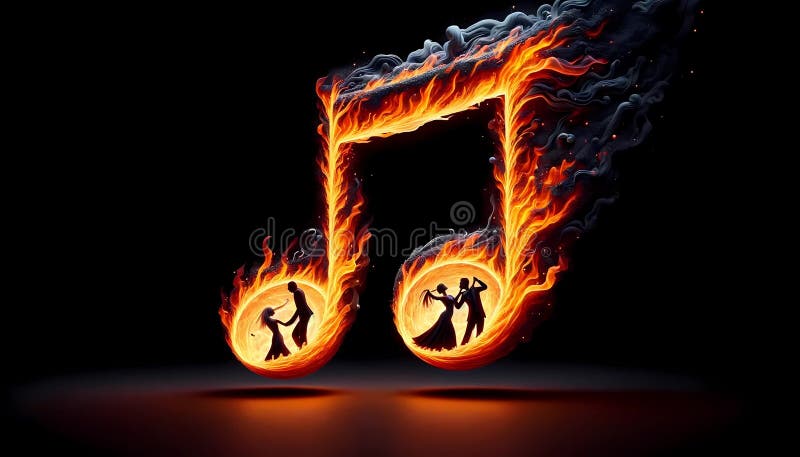 Fiery Musical Note. Generative AI Stock Illustration - Illustration of ...