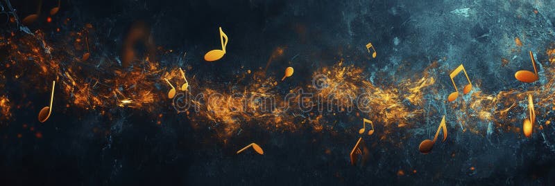 Fiery Musical Notes Dance through Abstract Universe Stock Illustration ...