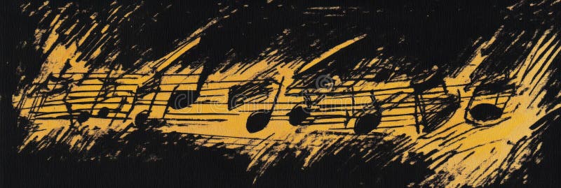 Fiery Musical Notes within a Dark Backdrop Stock Illustration ...