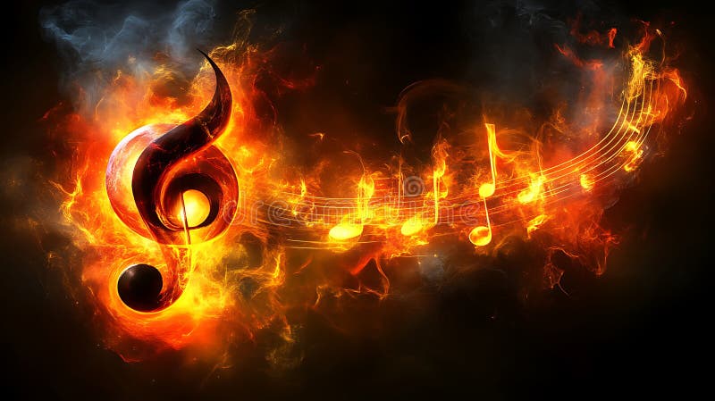 Fiery Musical Notes Emblaze Treble Clef Stock Illustration ...