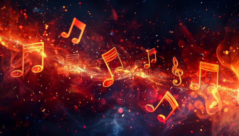 A Fiery, Musical Scene with Notes and Flames by AI Generated Image ...
