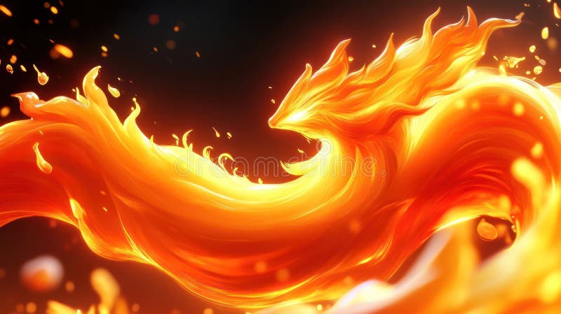 A Fiery, Mythical Creature with Flowing Flames, Symbolizing Power and ...